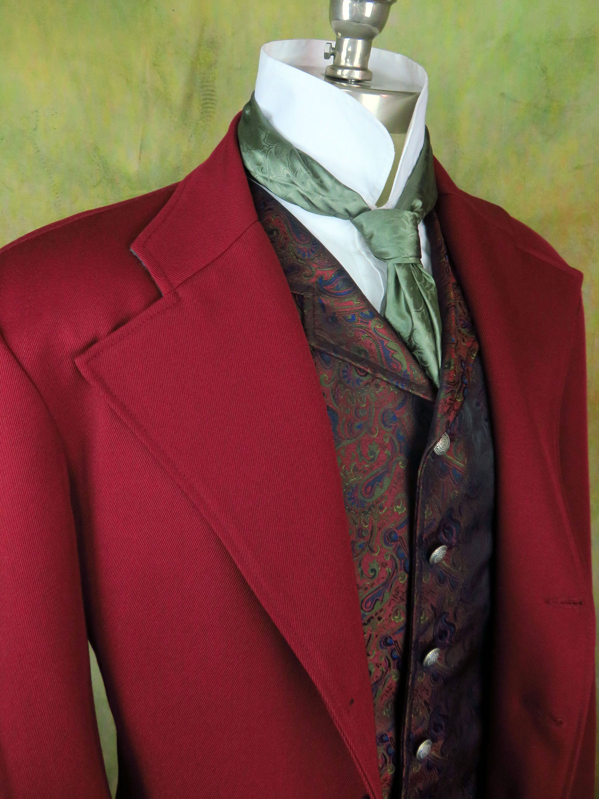 Men's Frock Coat Red Wool Limited Fabric | Etsy