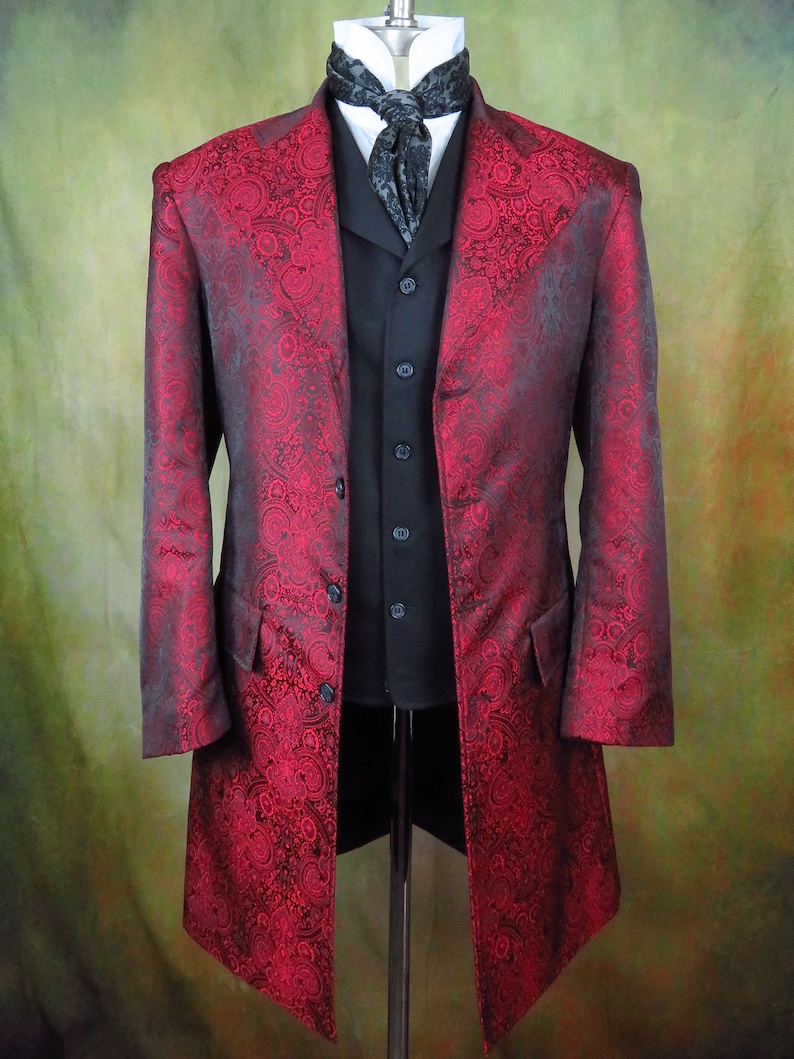 Men's Frock Coat Brocade Red | Etsy