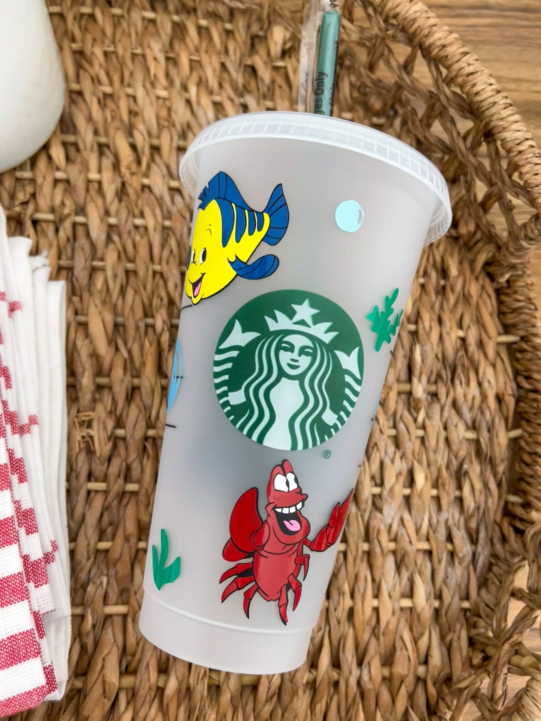 Little Mermaid Cup, Ariel-sebastian-flounder Custom Cup - Etsy