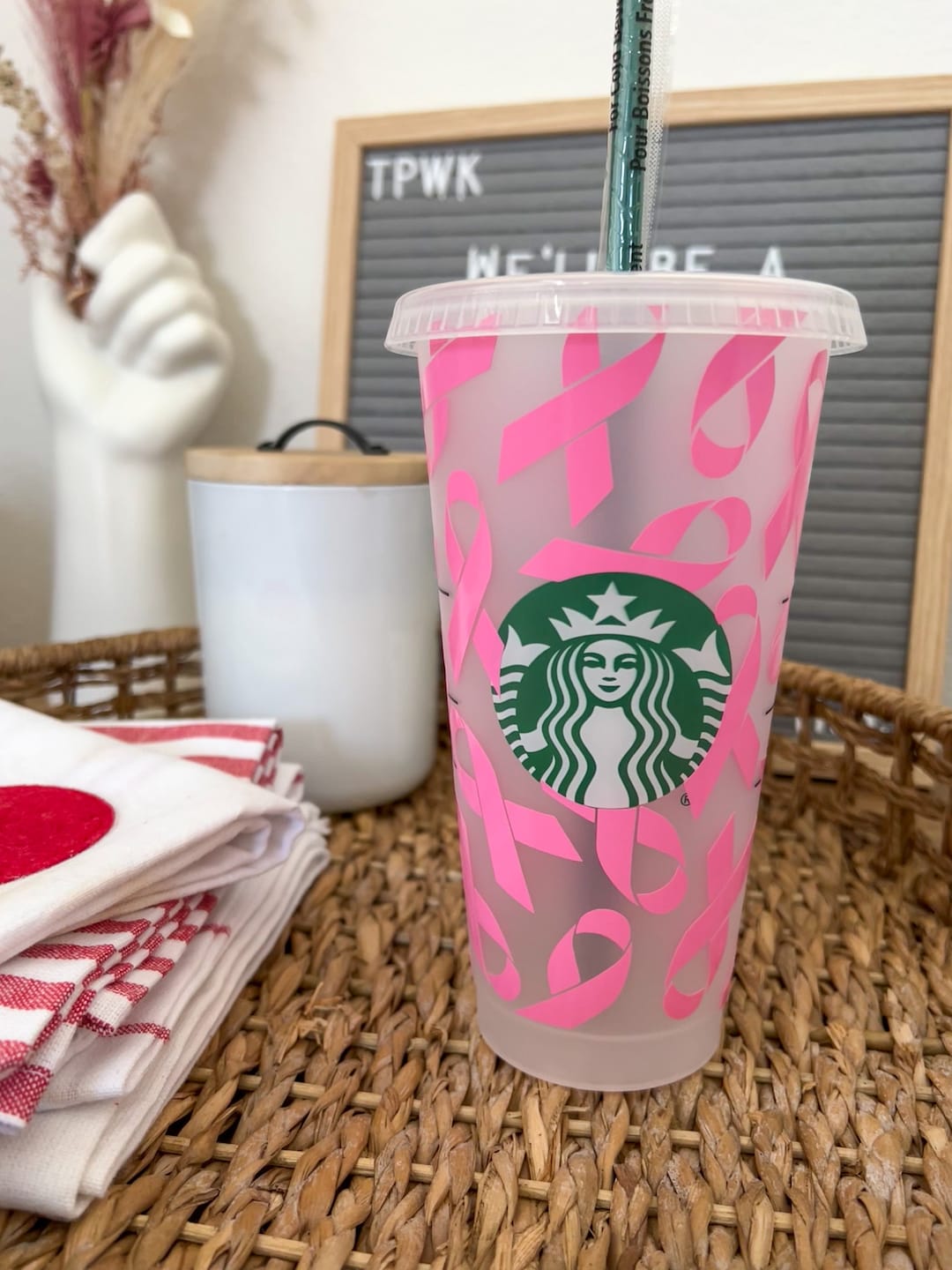 Breast Cancer Awareness Starbucks Cup, Breast Cancer Cup - Etsy