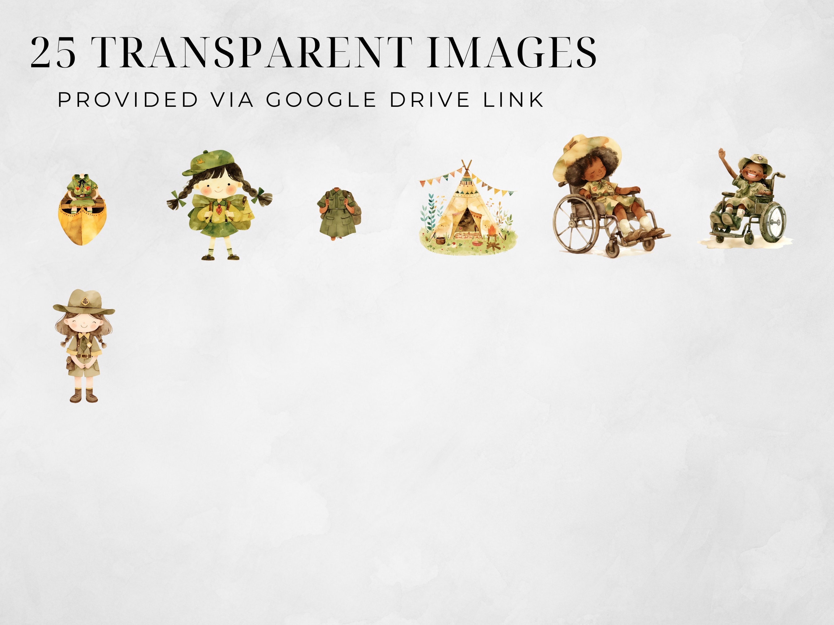 Girl Scout Clipart, Watercolor Scout Clip Art, Outdoor Activities ...