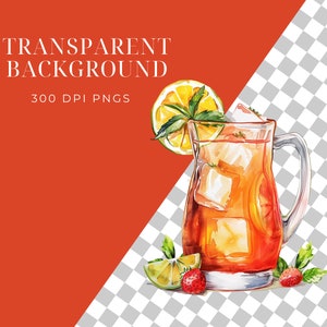 Watercolor Cocktail Clipart Bundle, Bar Menu, Champagne Clipart ...