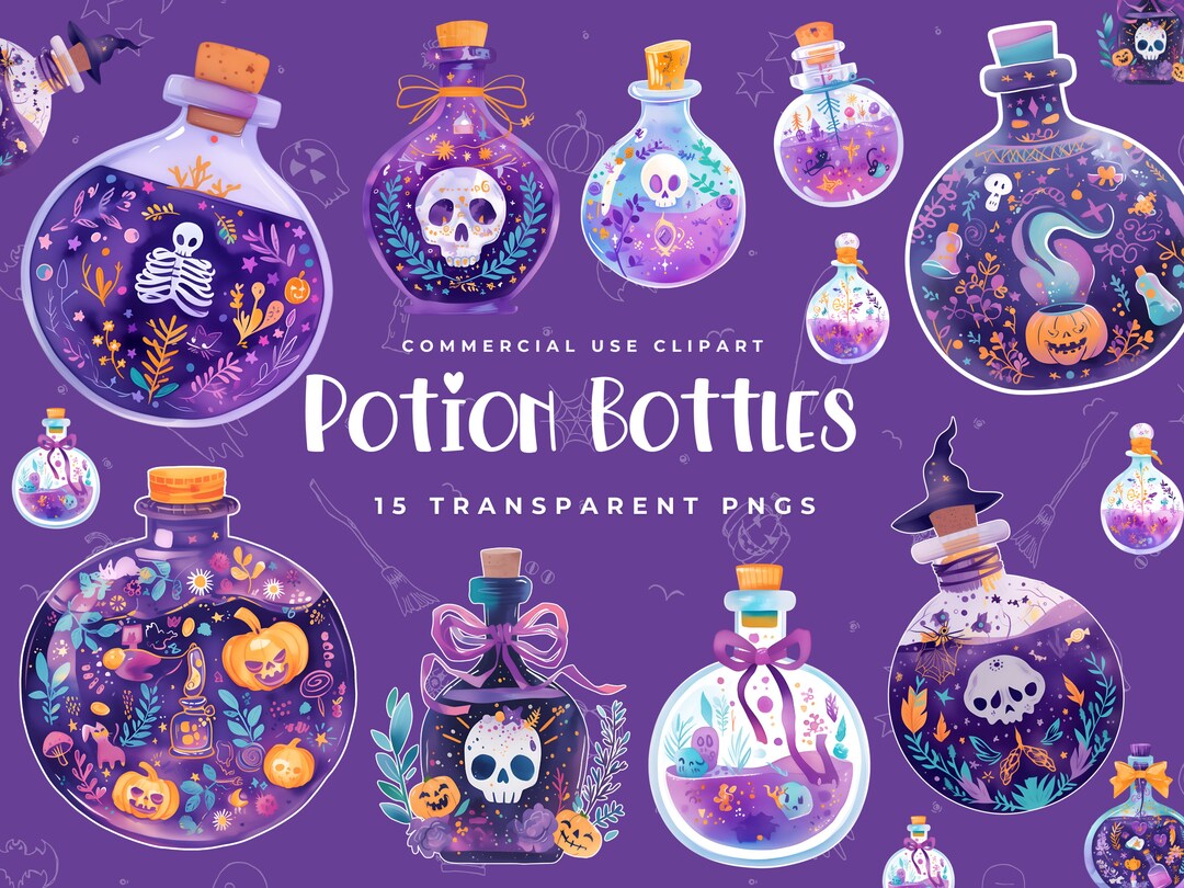 Potion Bottle Clipart, Halloween Items Download, Halloween Candy, Ghost ...