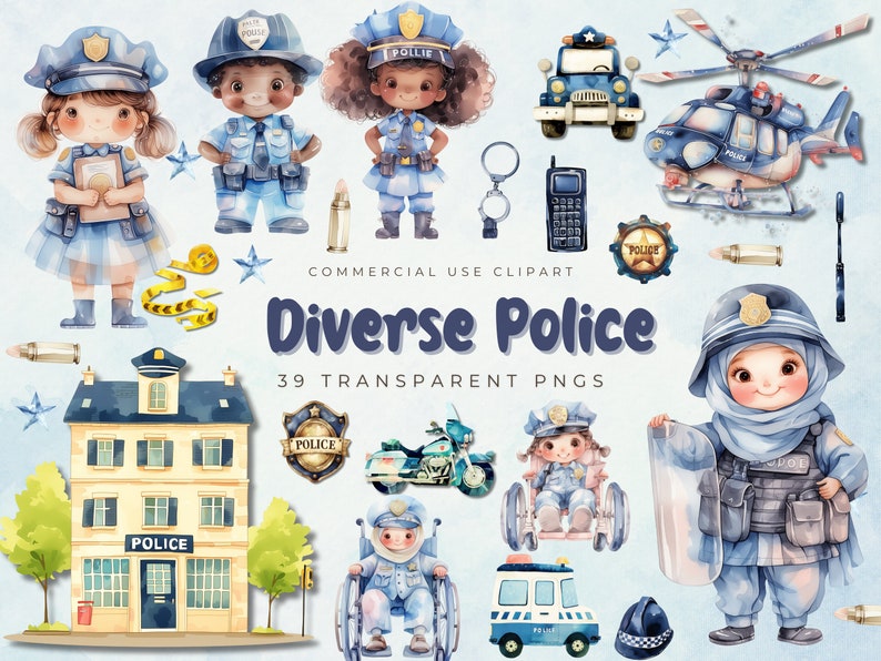 Police Watercolor Clipart, Police Dog Clipart, Police Officer Clipart ...