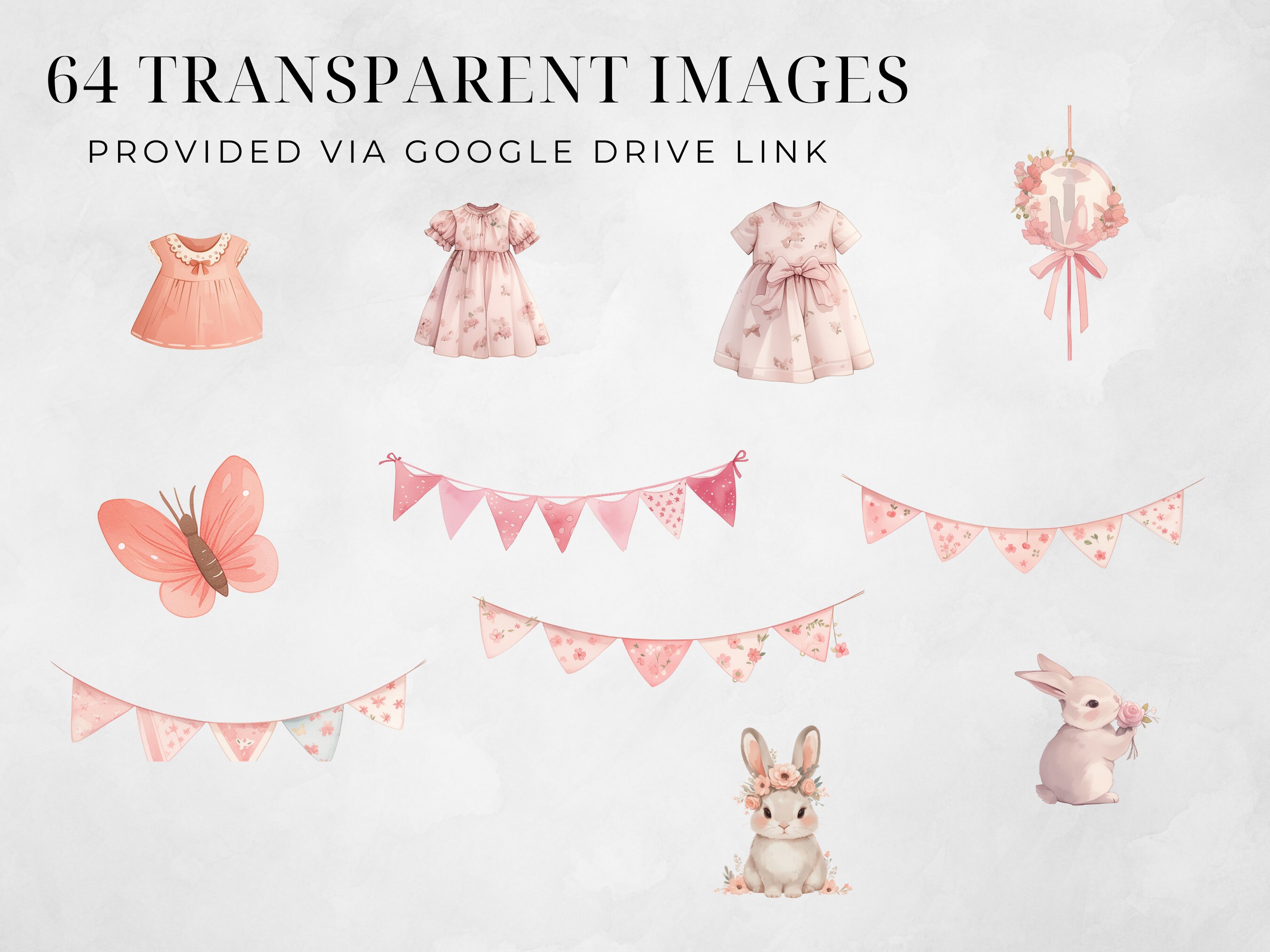 Boho Pink Baby Watercolor Clipart, Nursery Animal Clip Art, Newborn ...