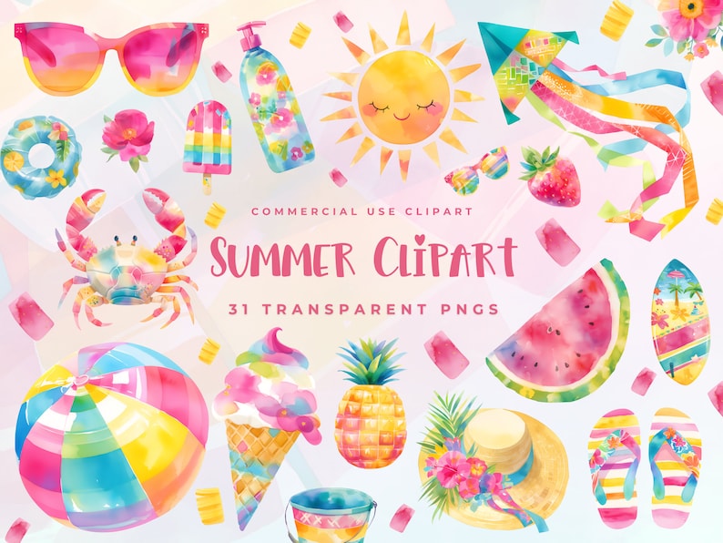Summer Pool Party Clipart, Summe Time, Flip Flop Clipart, Summer Doodle ...
