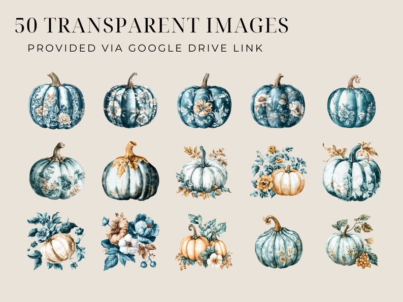 Toile Teale Pumpkin Clipart, Damask Fall Junk Journal Png, Fall ...