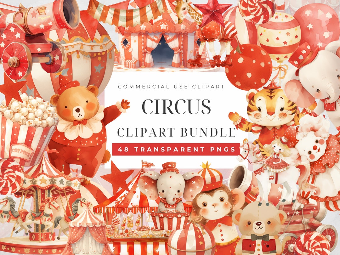 Cute Circus Animal Clipart, Circus Tent Clipart, Circus Elephant ...