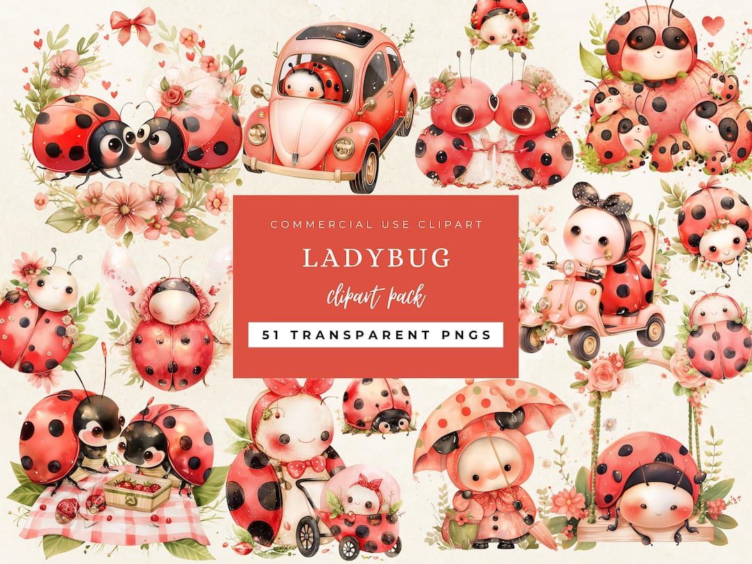 Ladybug Clipart Watercolor, Insect Png, Digital Download, Ladybug Png ...
