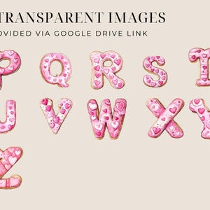 Watercolor Valentines Letters Cookies Clipart, PNG Pink Alphabet Cookie ...