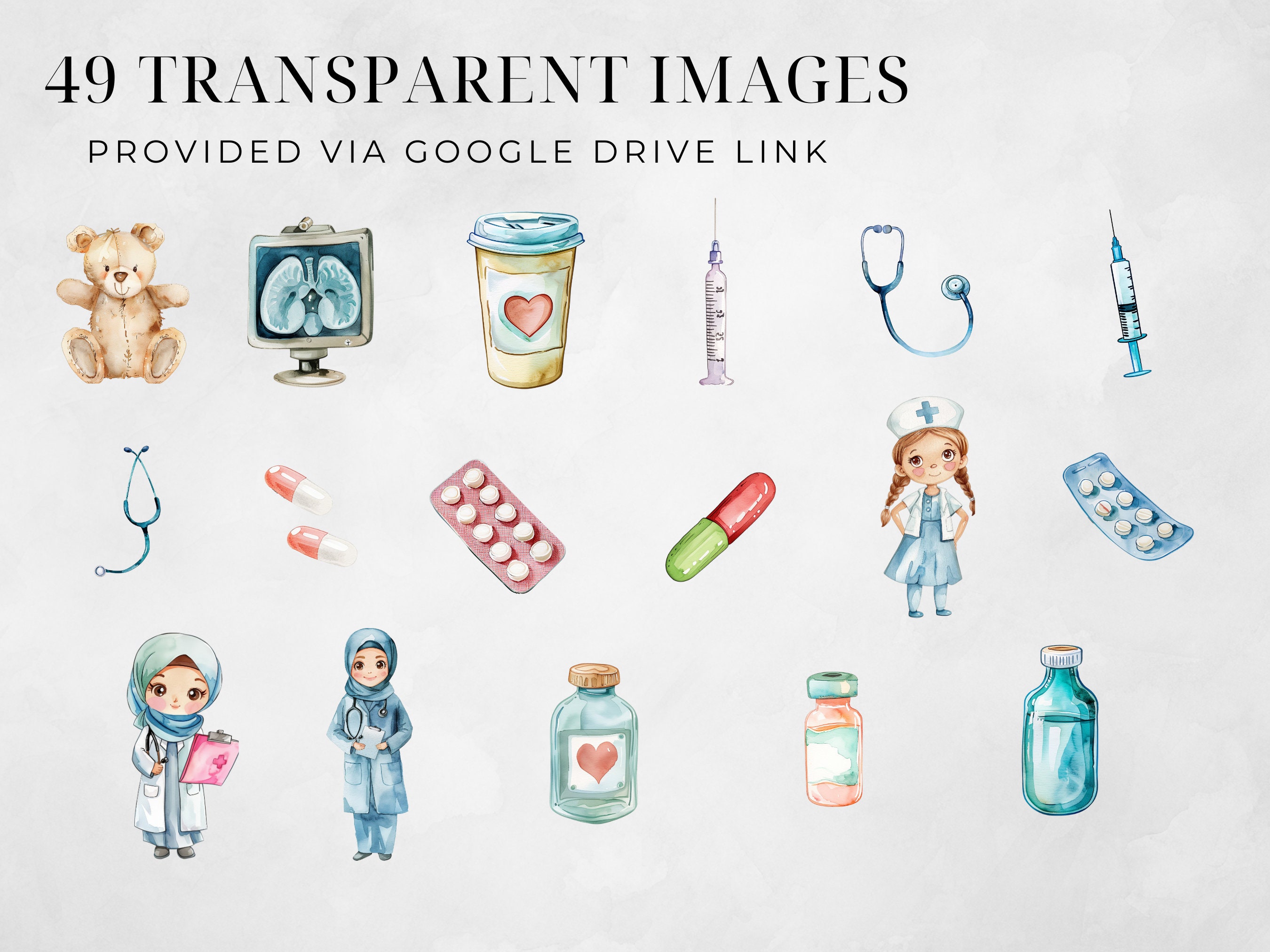 Nurse and Doctor Clipart, Cute Nurse Clipart Bundle, Medical Watercolor ...