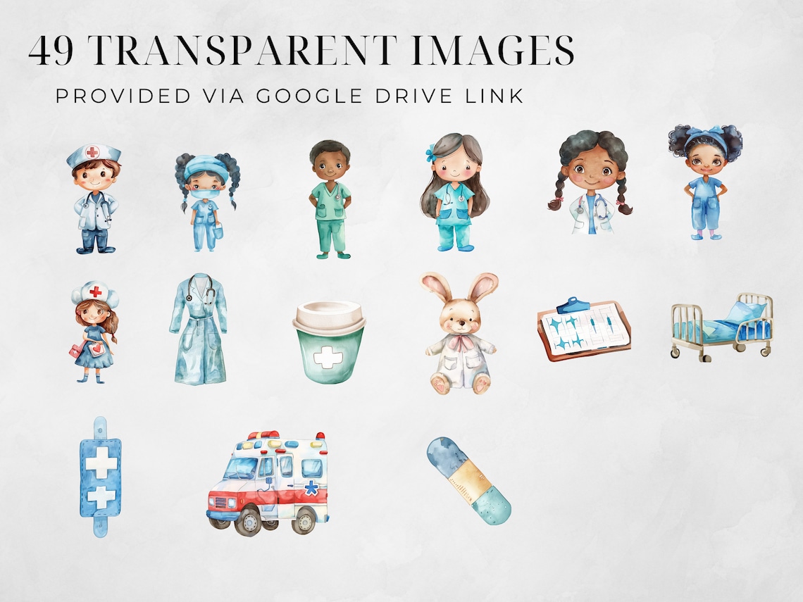 Nurse and Doctor Clipart, Cute Nurse Clipart Bundle, Medical Watercolor ...