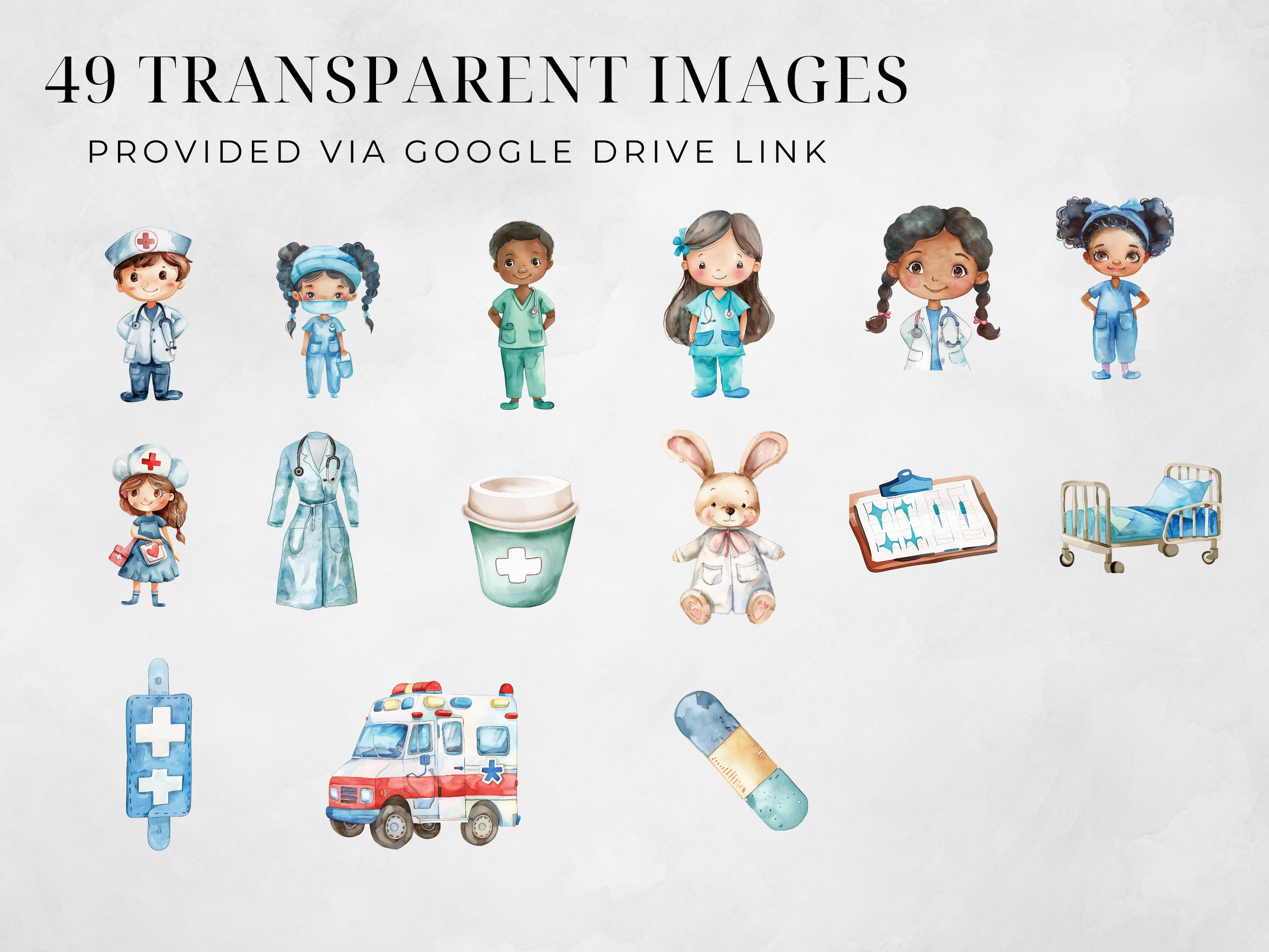 Nurse and Doctor Clipart, Cute Nurse Clipart Bundle, Medical Watercolor ...