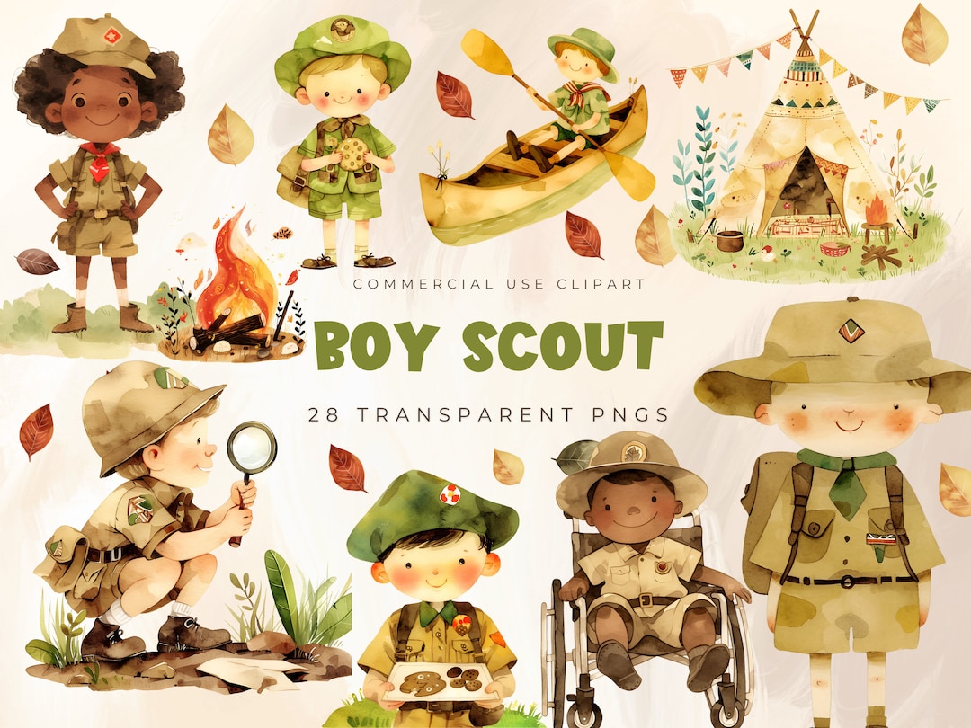 Boy Scout Clipart, Watercolor Scout Clip Art, Outdoor Activities ...