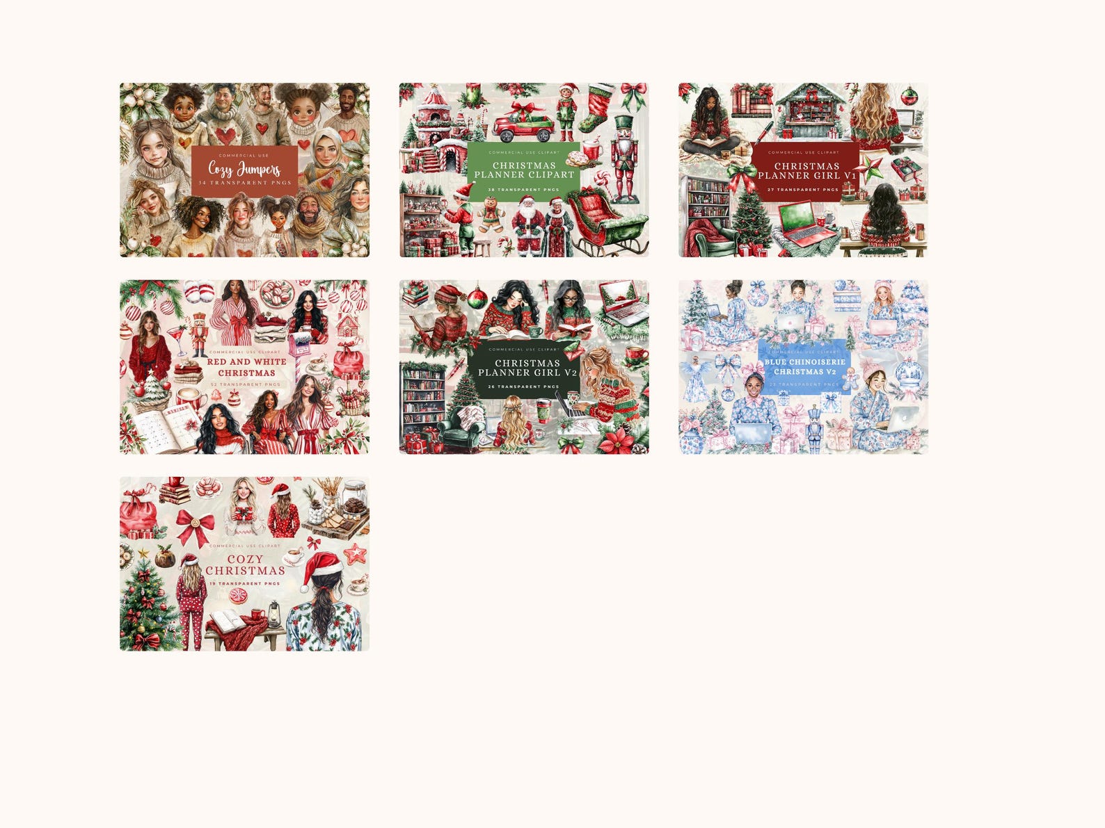 Clipart Mega Bundle Watercolor Christmas Planner Girl Junk Journal Pack ...