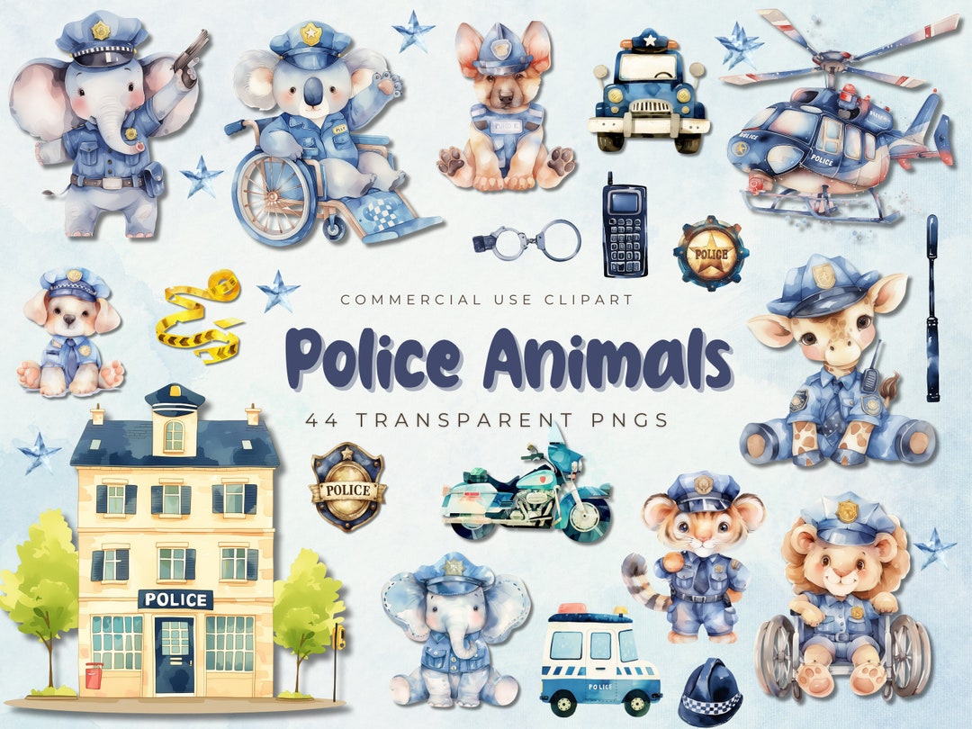 Police Watercolor Clipart, Police Dog Clipart, Police Animals Clipart ...