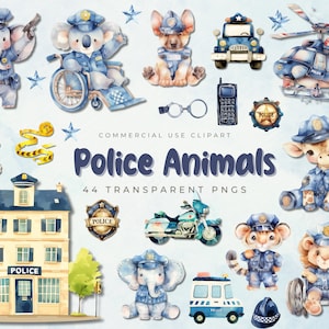 Police Watercolor Clipart, Police Dog Clipart, Police Animals Clipart ...