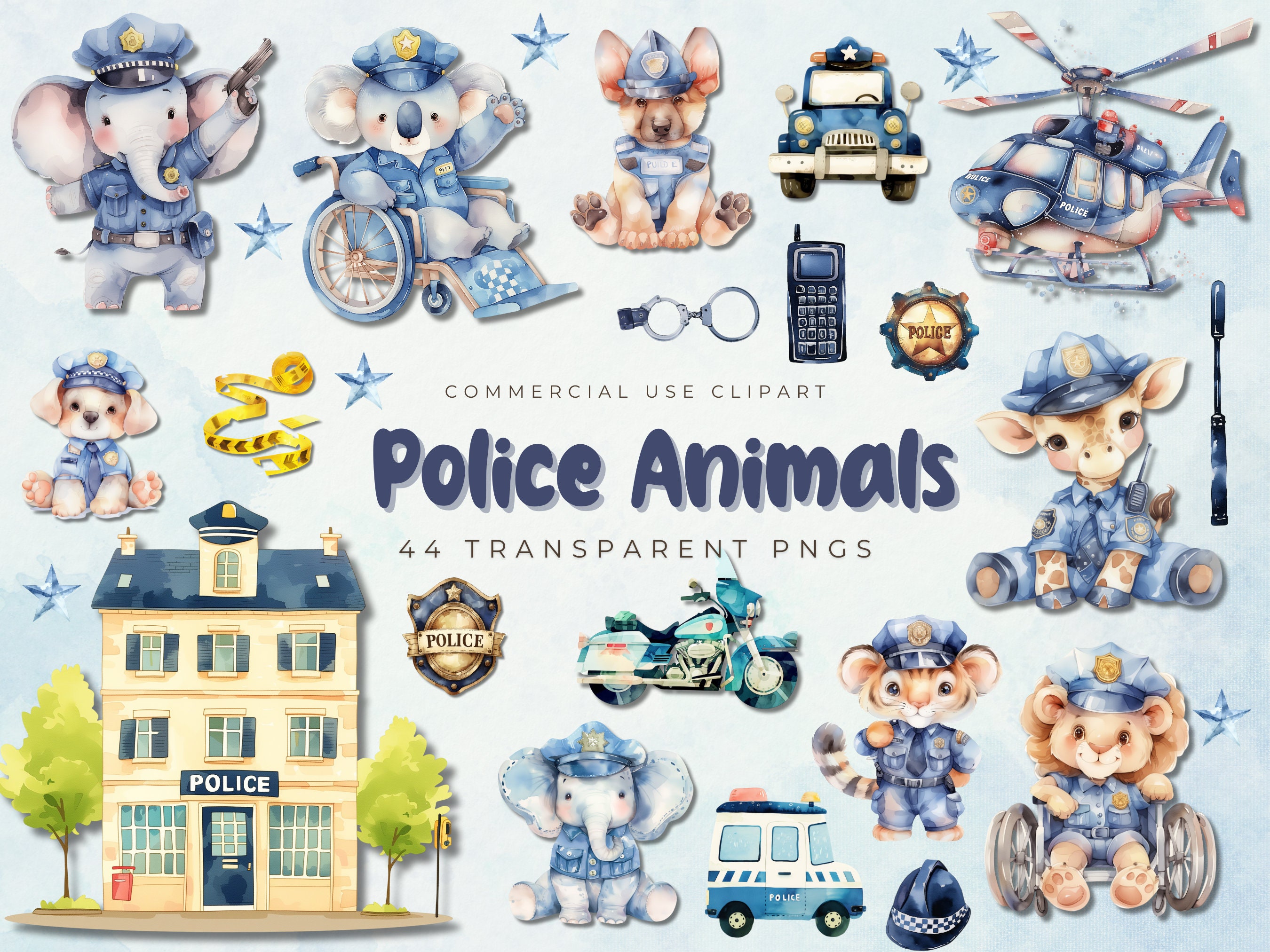 Police Watercolor Clipart, Police Dog Clipart, Police Animals Clipart ...