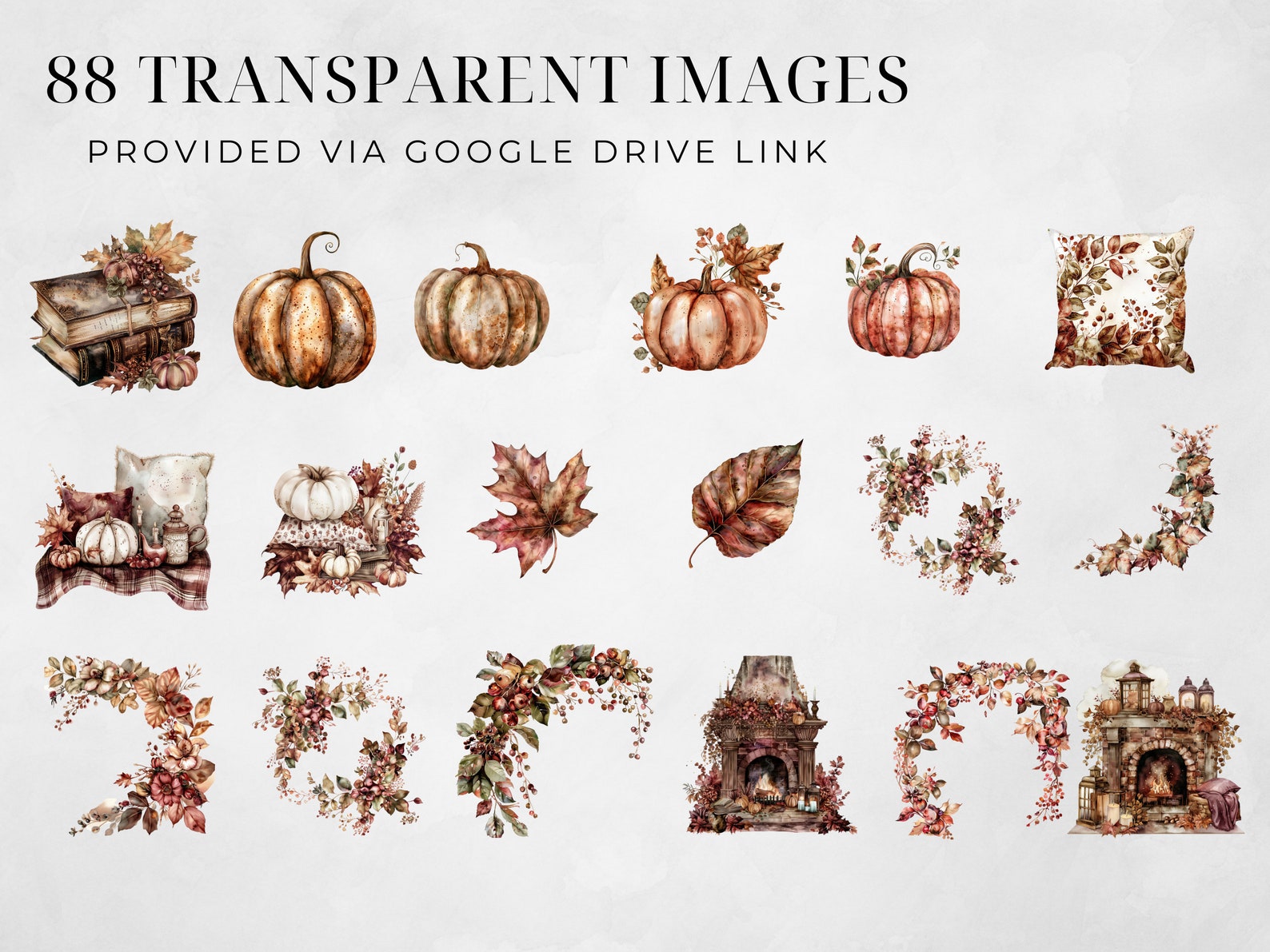 Watercolor Autumn Library Clipart Bundle, Fall Clipart PNG, Books ...