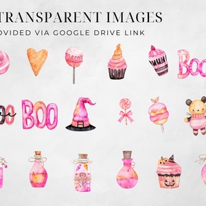 Pink Halloween Watercolor Clipart, Cute Pastel Halloween Girl PNG ...