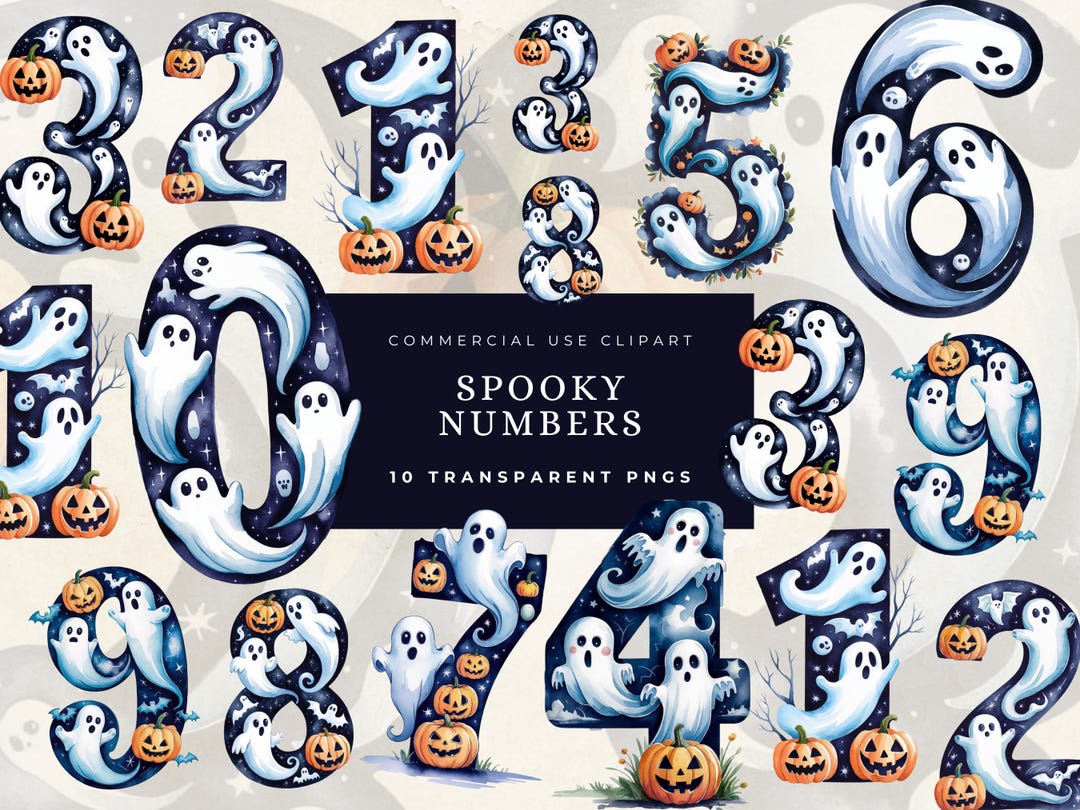 Halloween Spooky Numbers Clipart, Halloween Prints, Scary Halloween ...