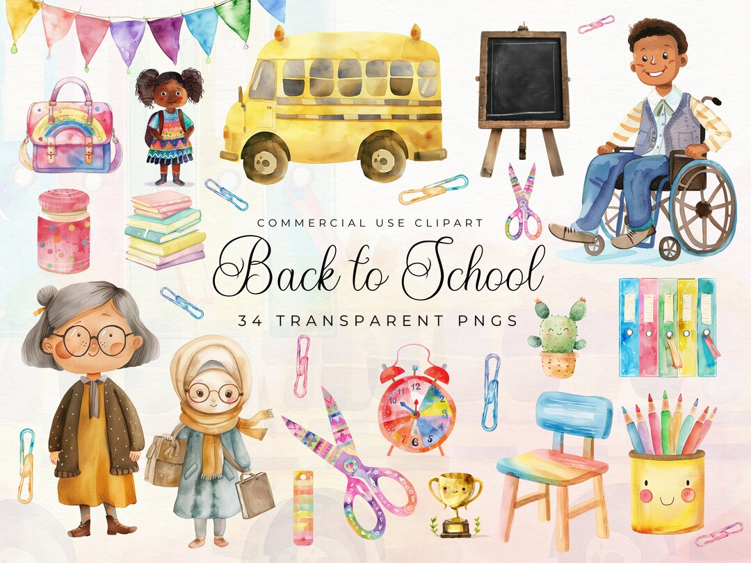 Back to School Elements, Back to School Clipart, Cute School Clipart ...