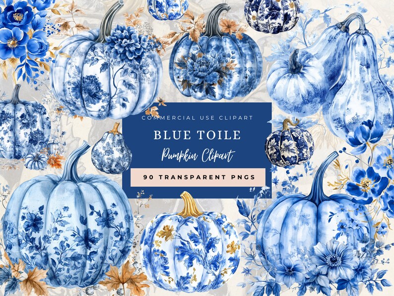 Toile Pumpkin Clipart Mega Bundle, Damask Fall Junk Journal Pngs, Fall ...