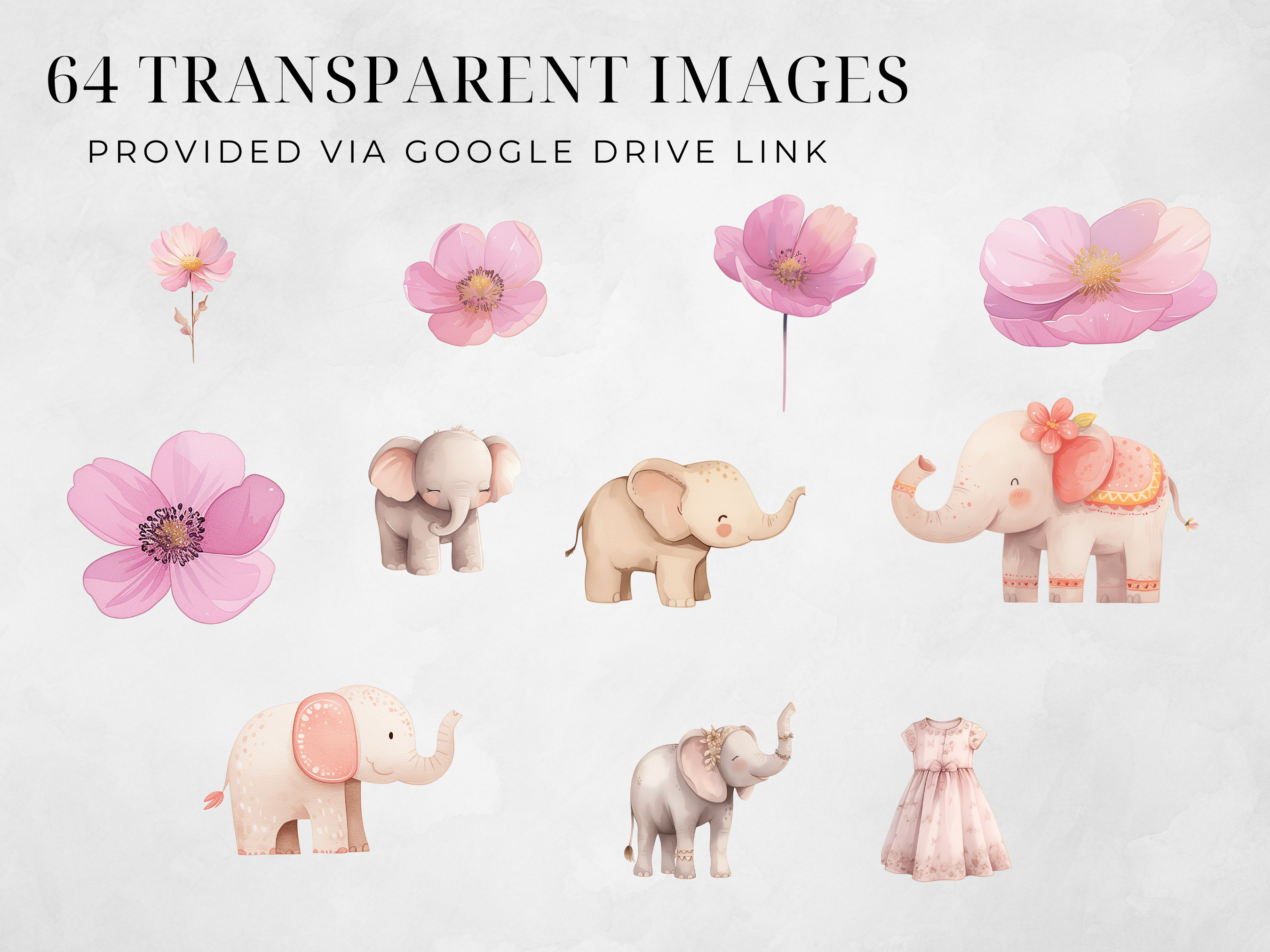 Boho Pink Baby Watercolor Clipart, Nursery Animal Clip Art, Newborn ...