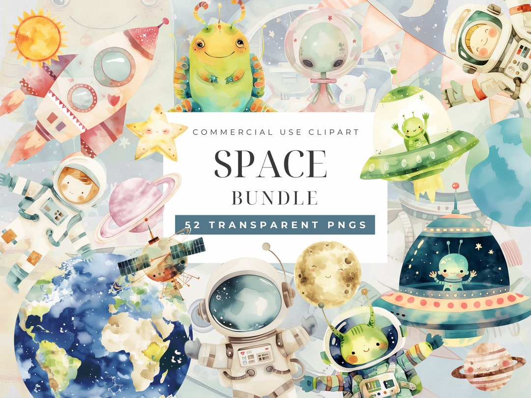 Watercolor Cute Space Clipart, Astronaut Clipart, Boy Astronaut, Girl ...