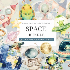 Watercolor Cute Space Clipart, Astronaut Clipart, Boy Astronaut, Girl ...