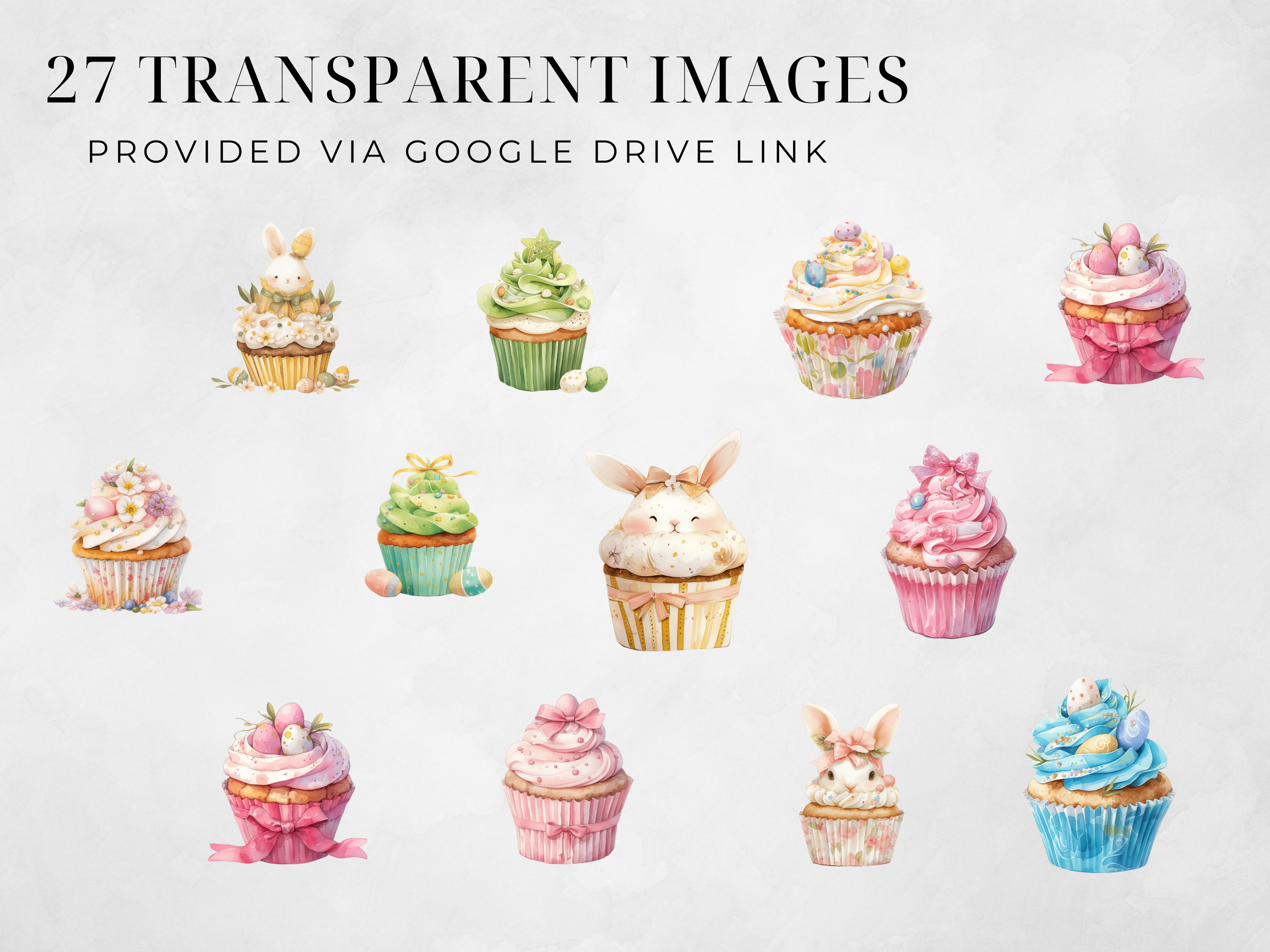 Easter Cupcake Clipart, Watercolor Cupcake Graphic Bundle, Spring ...