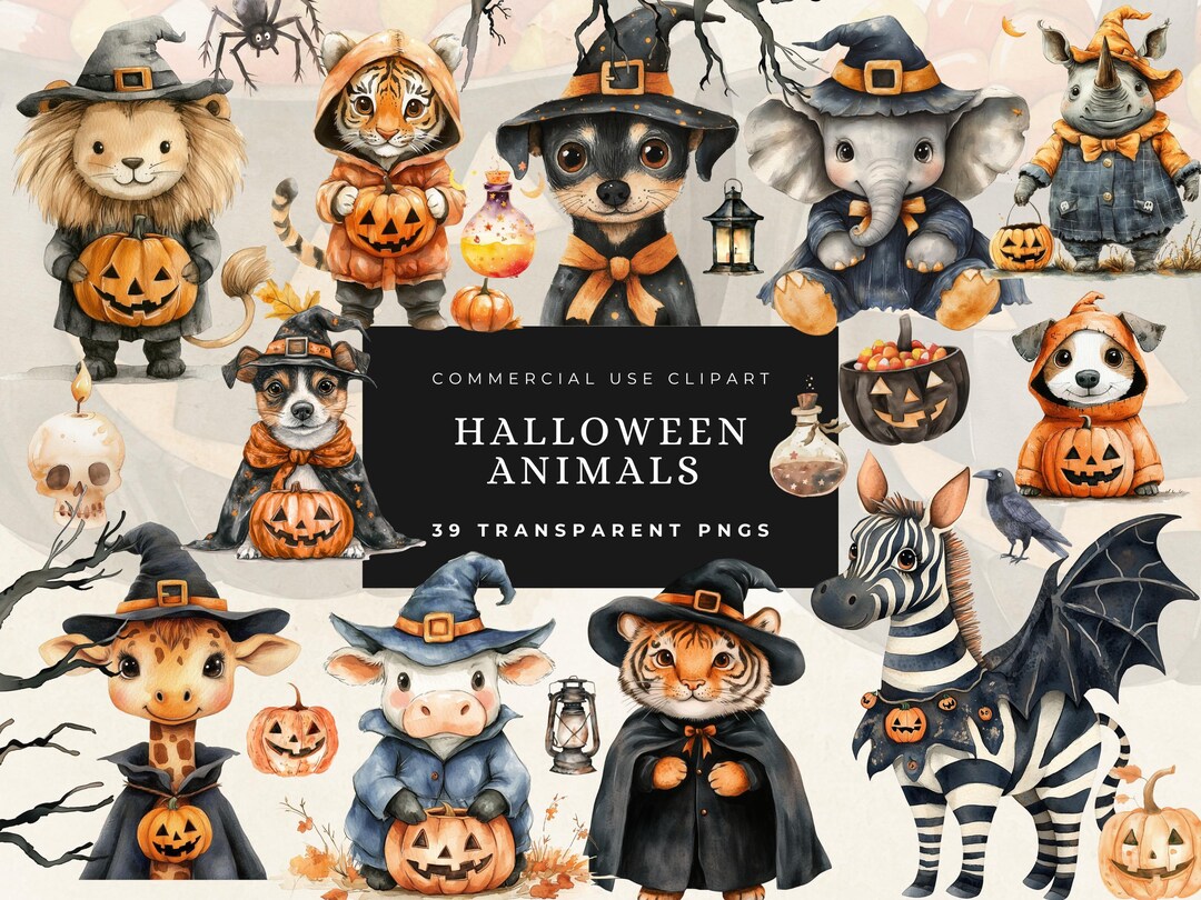 Halloween Animals Collection Clipart, Spooky Halloween Clip Art PNG ...