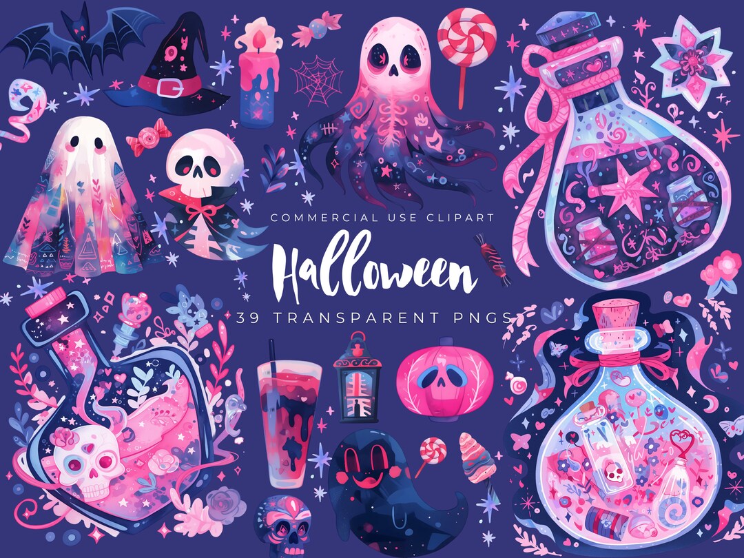 Pink Halloween Ghosts Clipart, Halloween Items Download, Halloween ...