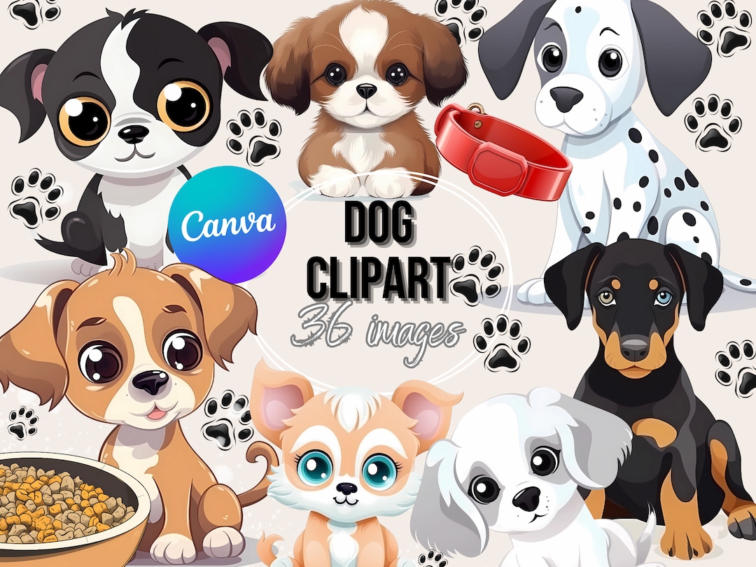 Cartoon Dog Clipart for Kids, Cute Dog Clipart for Children, Cute Dog ...