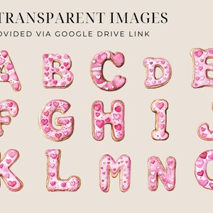 Watercolor Valentines Letters Cookies Clipart, PNG Pink Alphabet Cookie ...