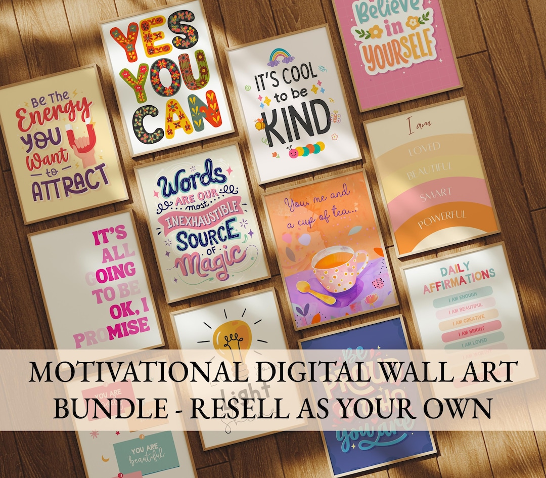 Quotes and Affirmations Wall Art Bundle | PLR & MRR Resell Prints ...