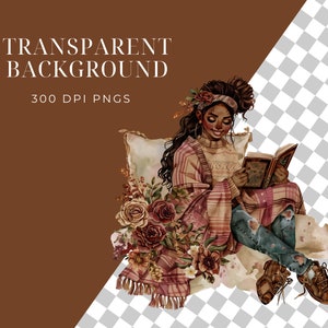 Watercolor Autumn Library Clipart Bundle, Fall Clipart PNG, Books ...