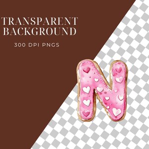 Watercolor Valentines Letters Cookies Clipart, PNG Pink Alphabet Cookie ...