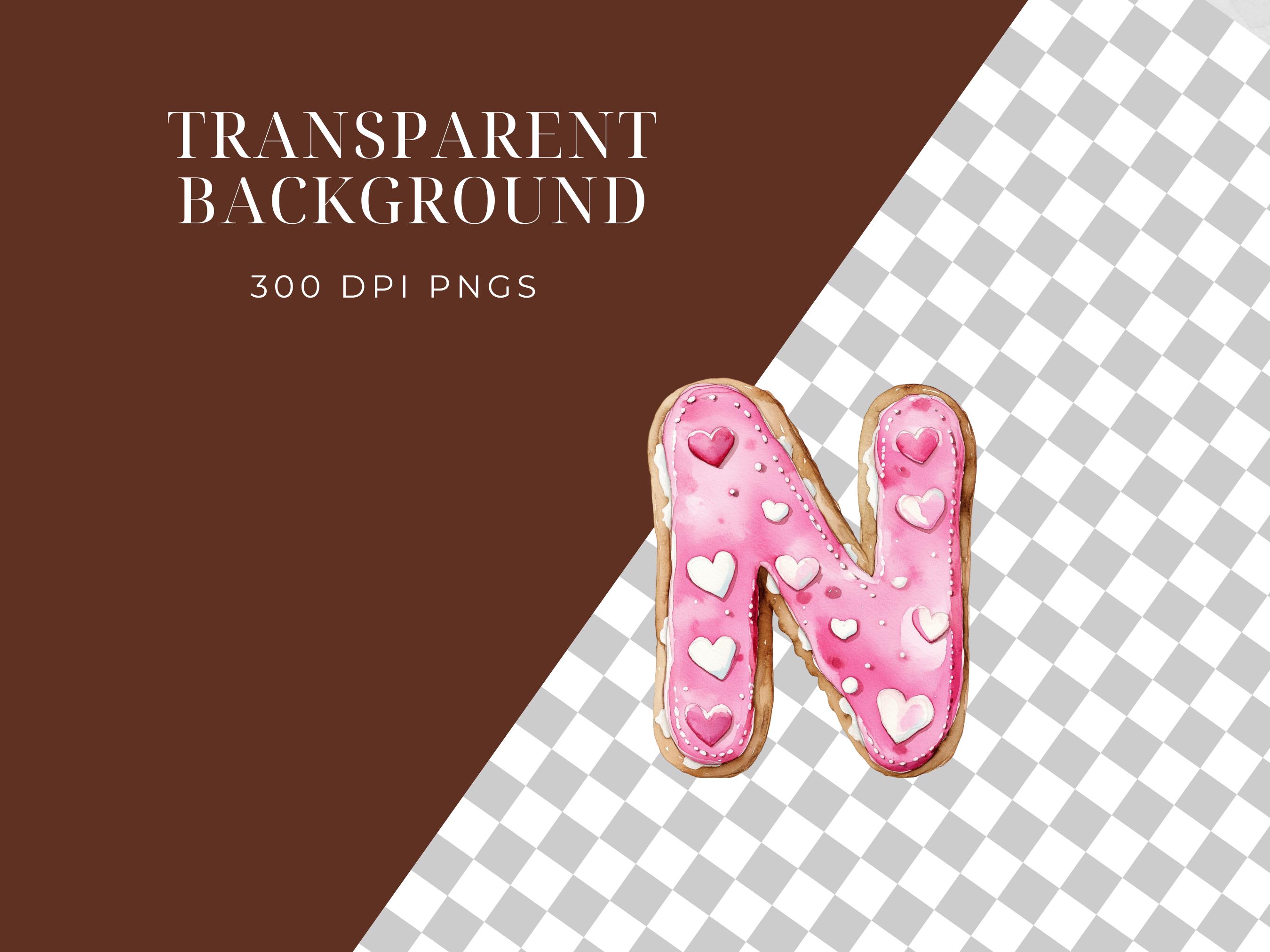 Watercolor Valentines Letters Cookies Clipart, PNG Pink Alphabet Cookie ...