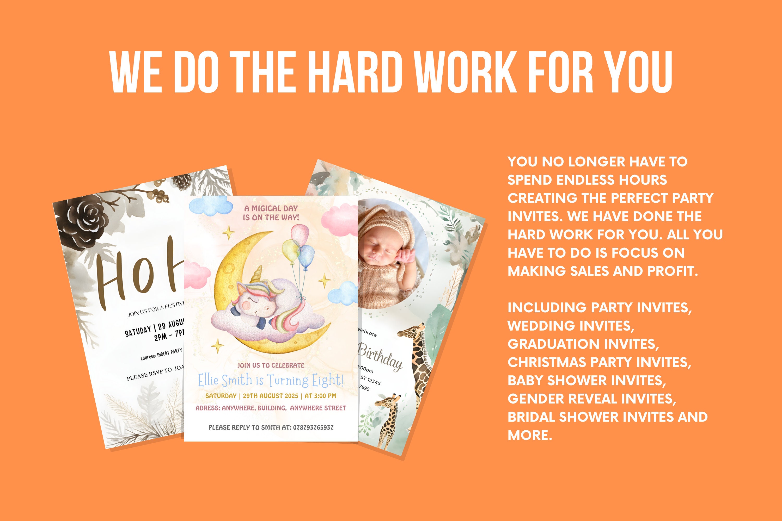 Party Invite Template. Editable Invitation. PLR Bundle Custom Birthday ...