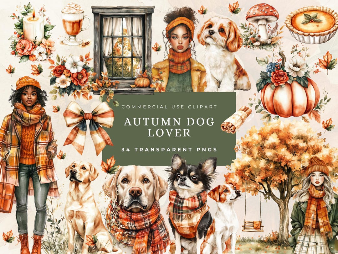 Halloween Animals Collection Clipart, Cute Fall PNG, Commercial Use ...