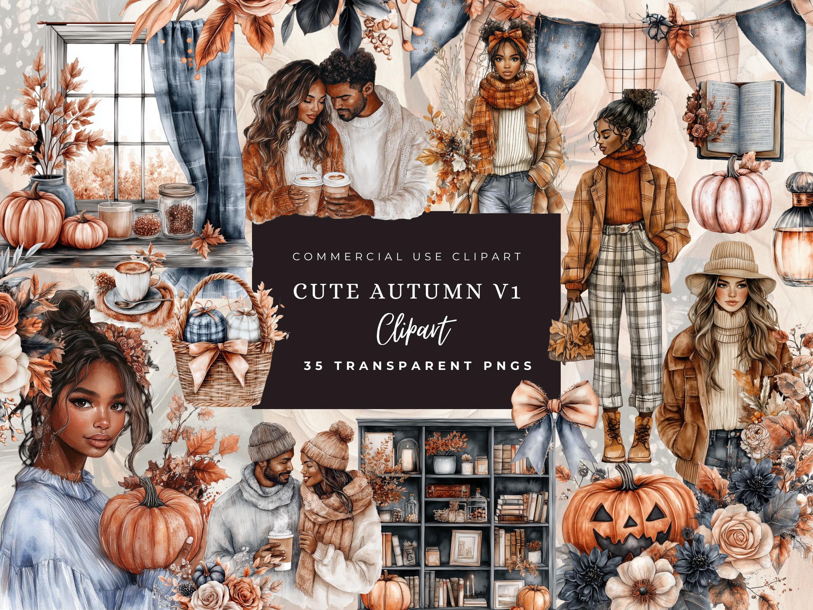 Cozy Planner Clipart, Watercolor Cozy Fall Clipart Bundle, Bookworm ...