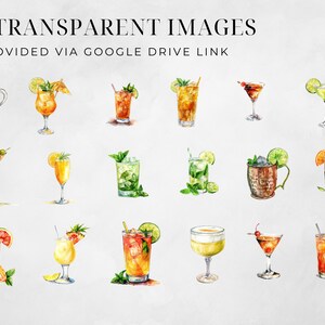 Watercolor Cocktail Clipart Bundle, Bar Menu, Champagne Clipart ...