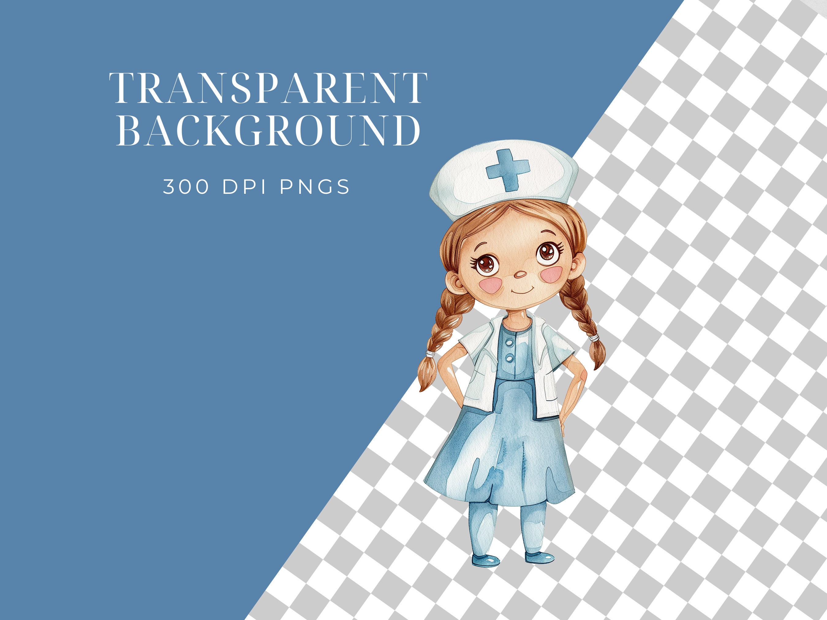 Nurse and Doctor Clipart, Cute Nurse Clipart Bundle, Medical Watercolor ...