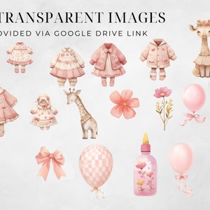 Boho Pink Baby Watercolor Clipart, Nursery Animal Clip Art, Newborn ...