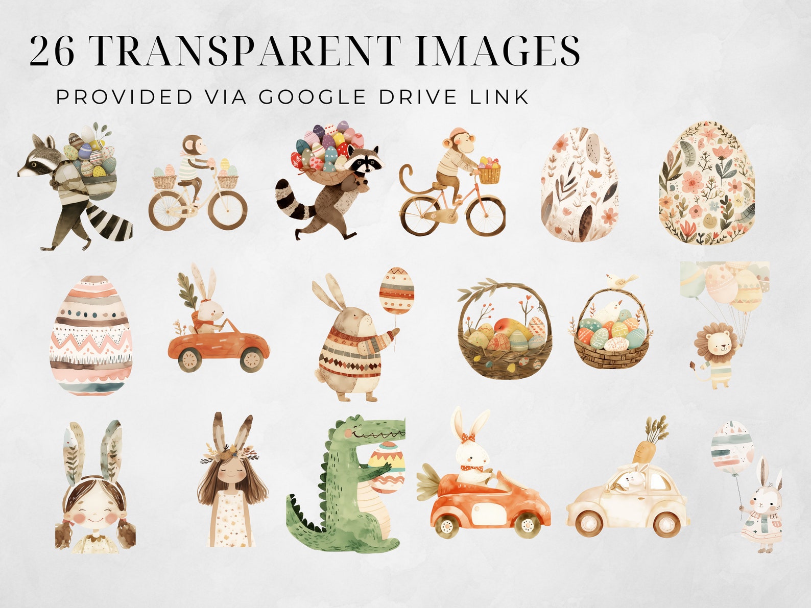 Easter Clipart Bundle, Cute Easter Character Bundle, Watercolor Easter ...