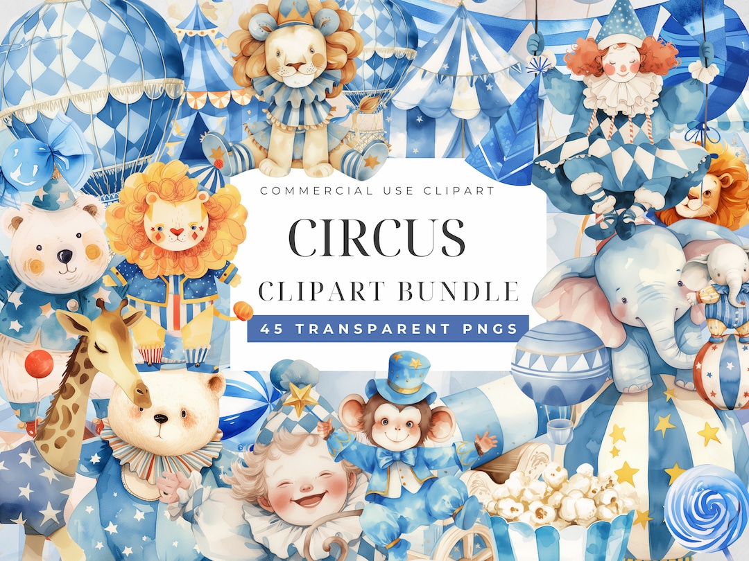 Cute Circus Animal Clipart, Circus Tent Clipart, Circus Elephant ...