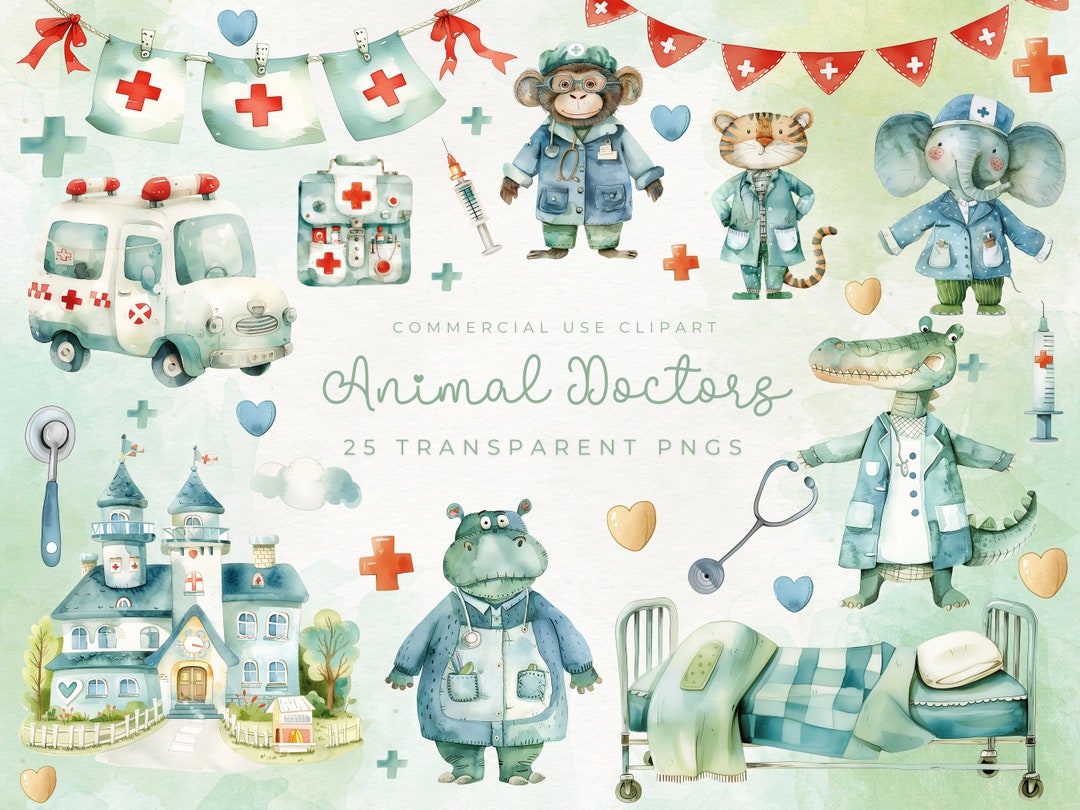 Nurse and Doctor Clipart, Cute Nurse Clipart Bundle, Medical Watercolor ...
