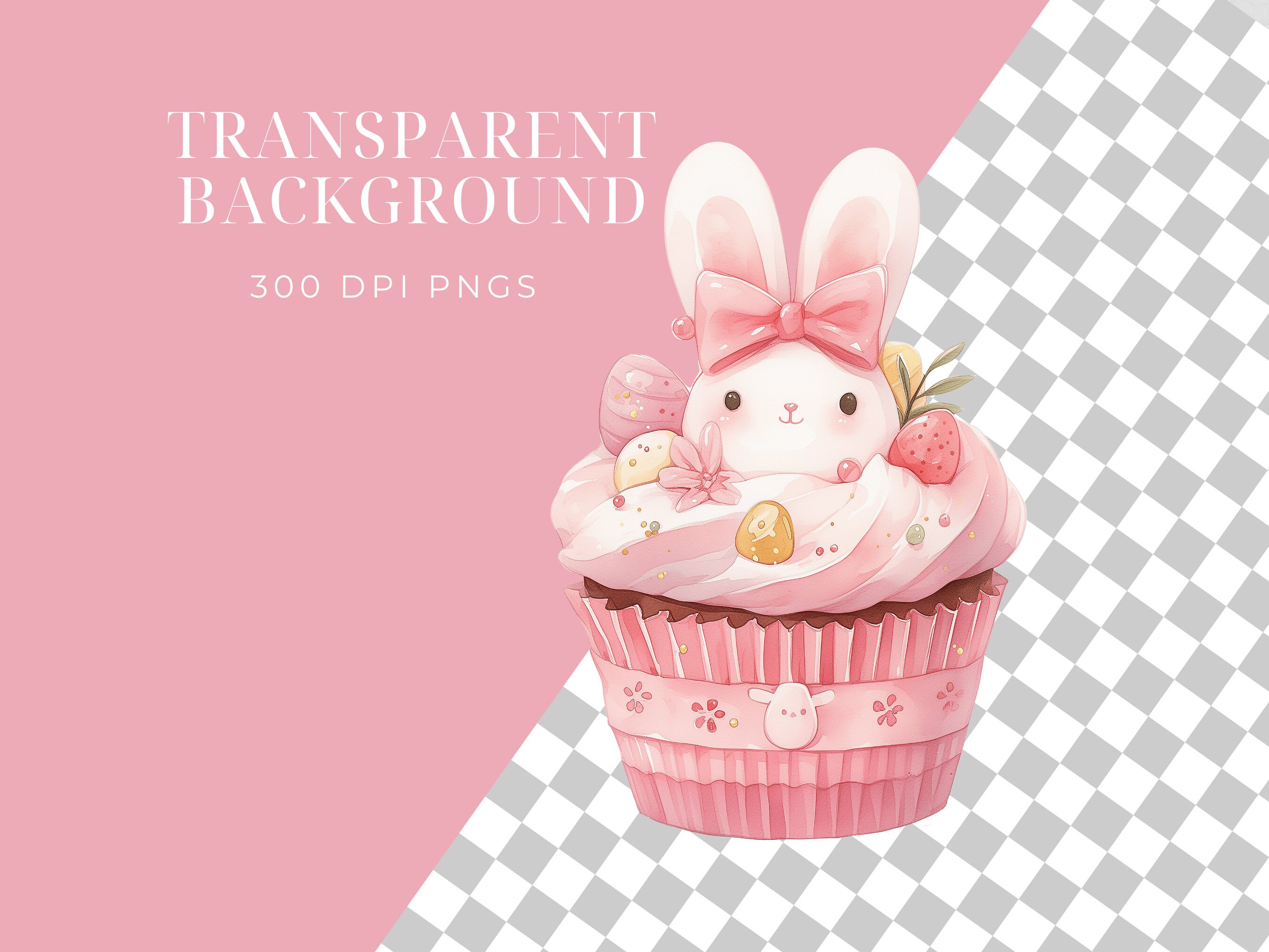 Easter Cupcake Clipart, Watercolor Cupcake Graphic Bundle, Spring ...