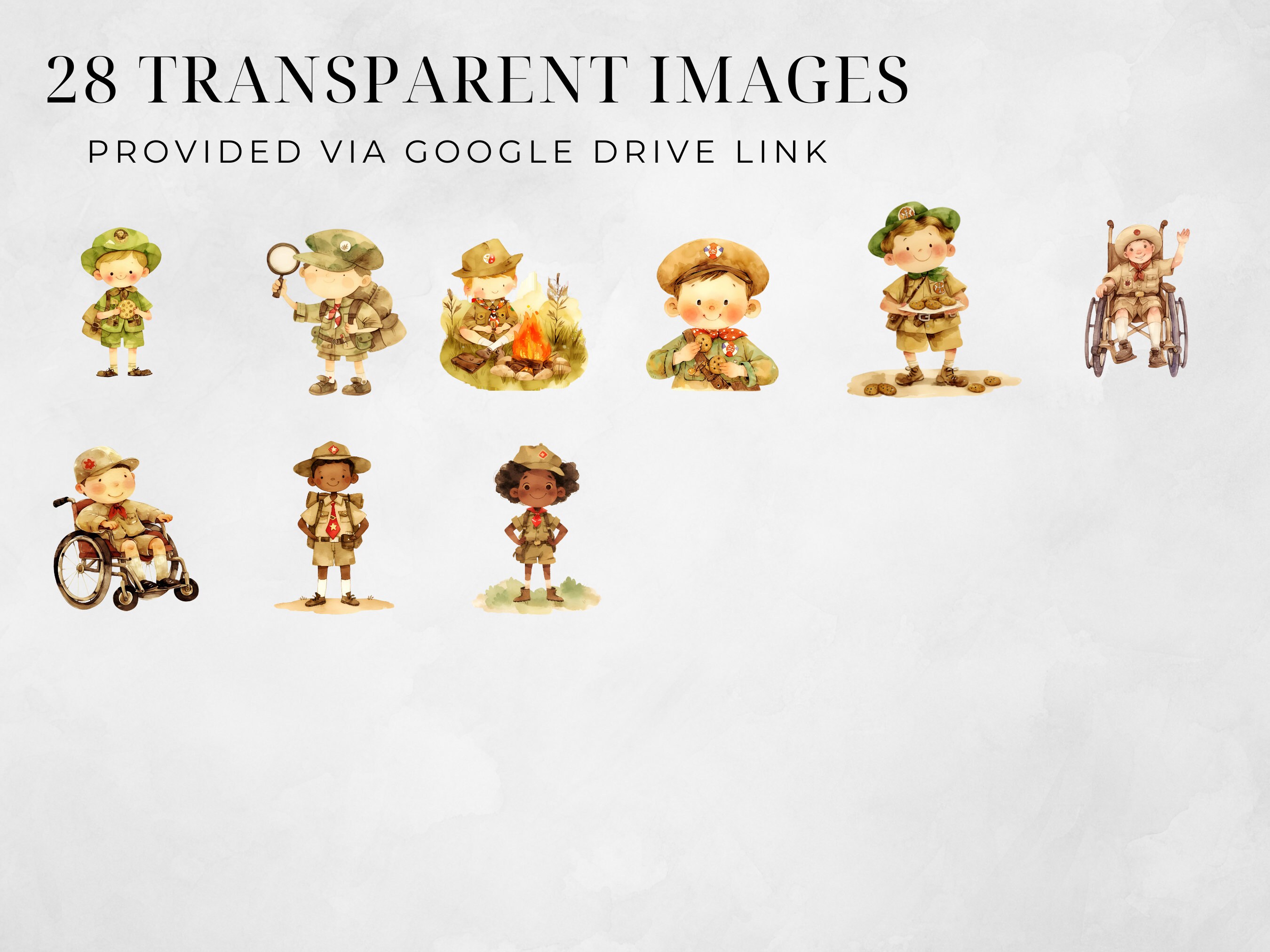 Boy Scout Clipart, Watercolor Scout Clip Art, Outdoor Activities ...